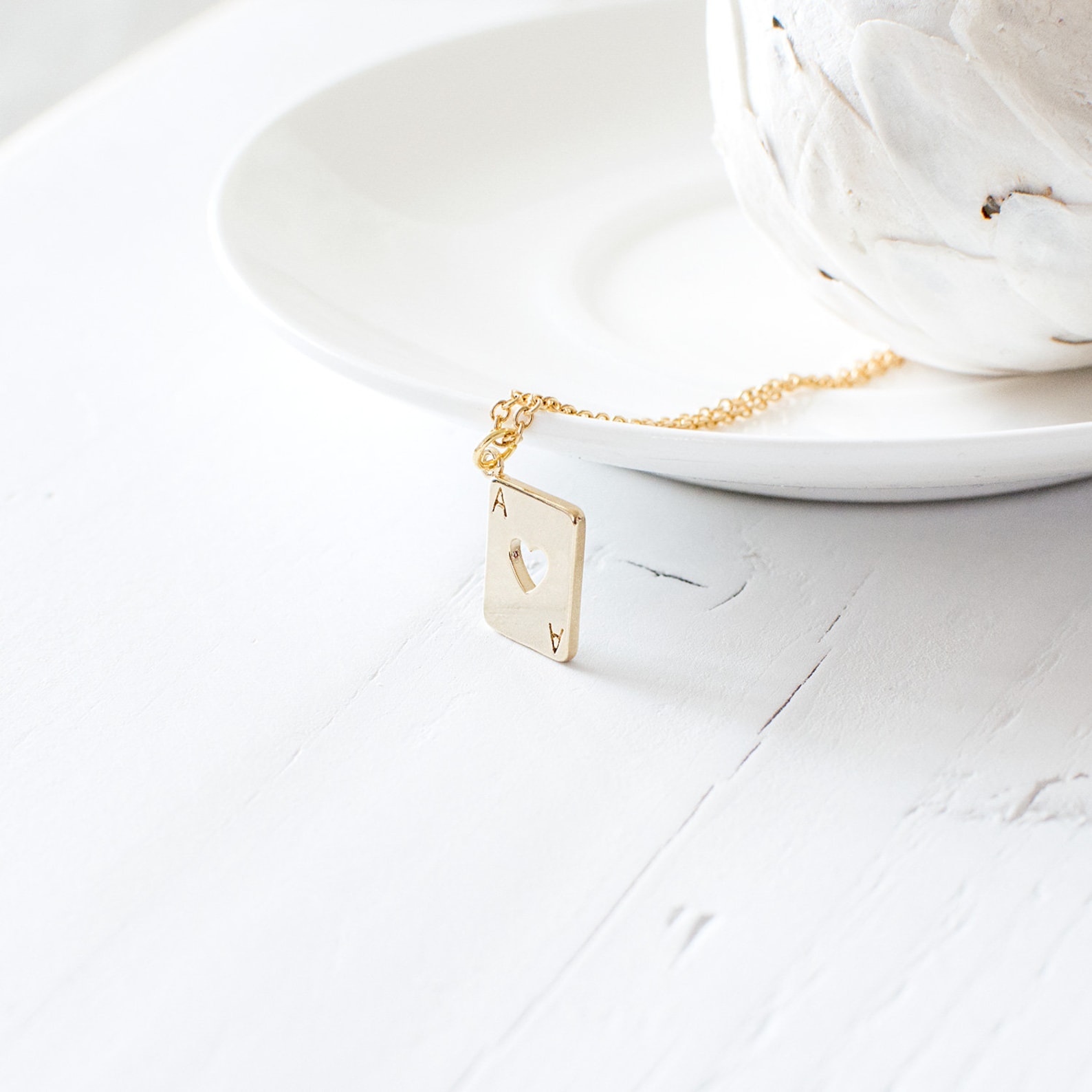 Gold Ace of Hearts Charm Necklace, Ace Necklace, Playing Cards Necklace ...