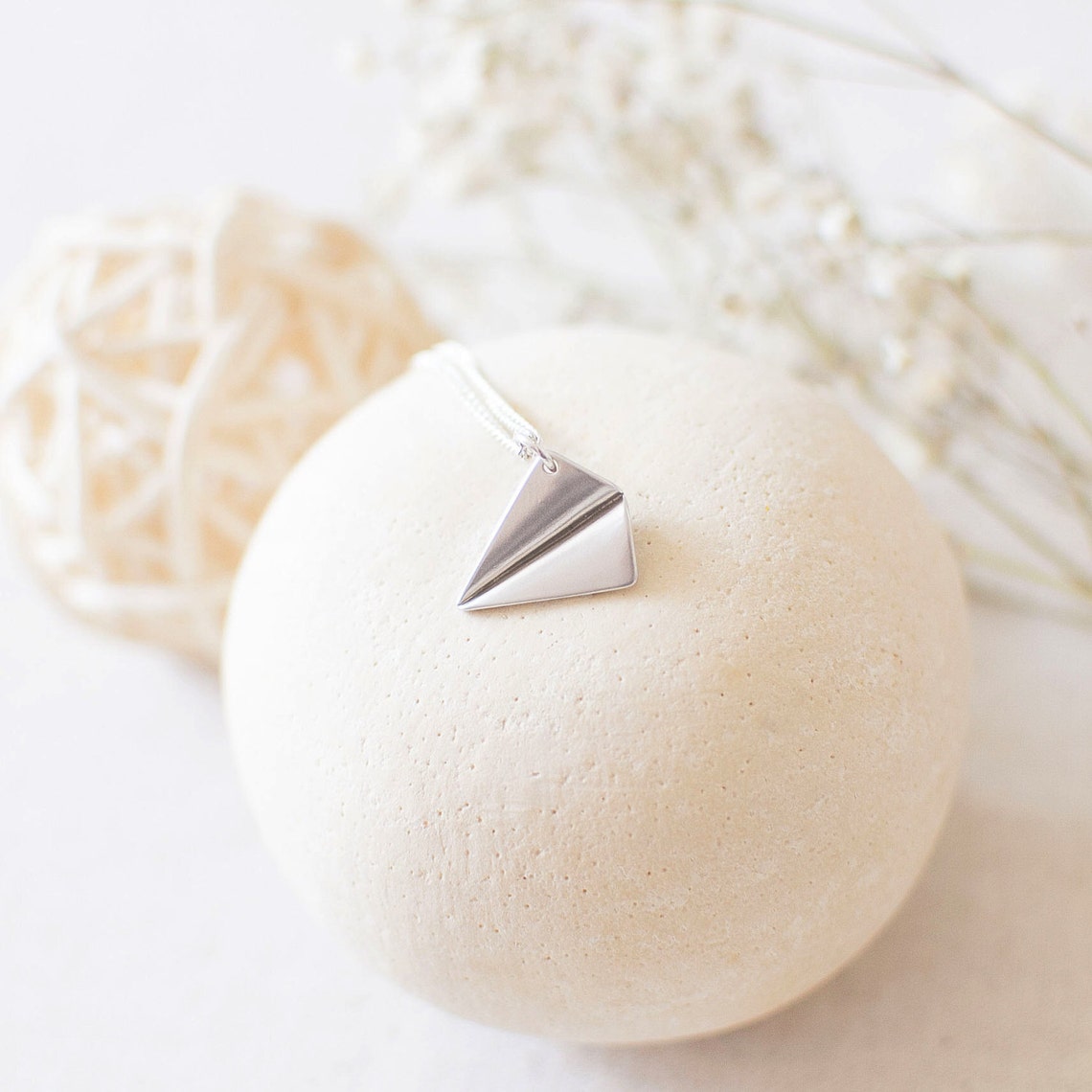 Paper Plane Necklace, Paper Airplane Necklace, Travel Necklace, Silver ...