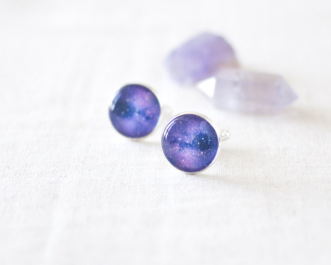 Purple Galaxy Cufflinks, Space Cufflinks, Astronomy Cufflinks, Purple ...