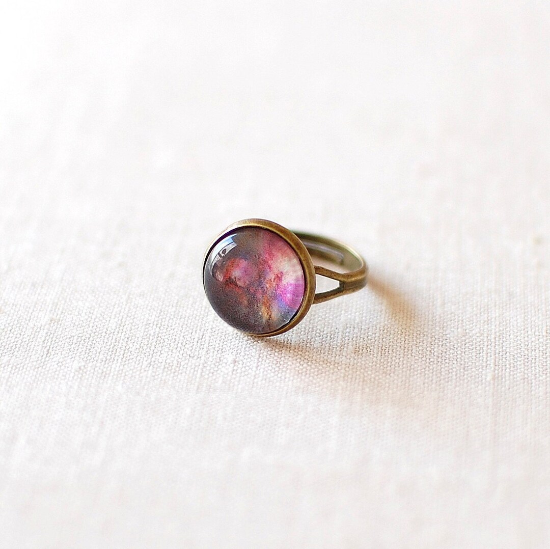 Orion Nebula Ring, Purple Galaxy Ring, Space Adjustable Ring, Glass ...