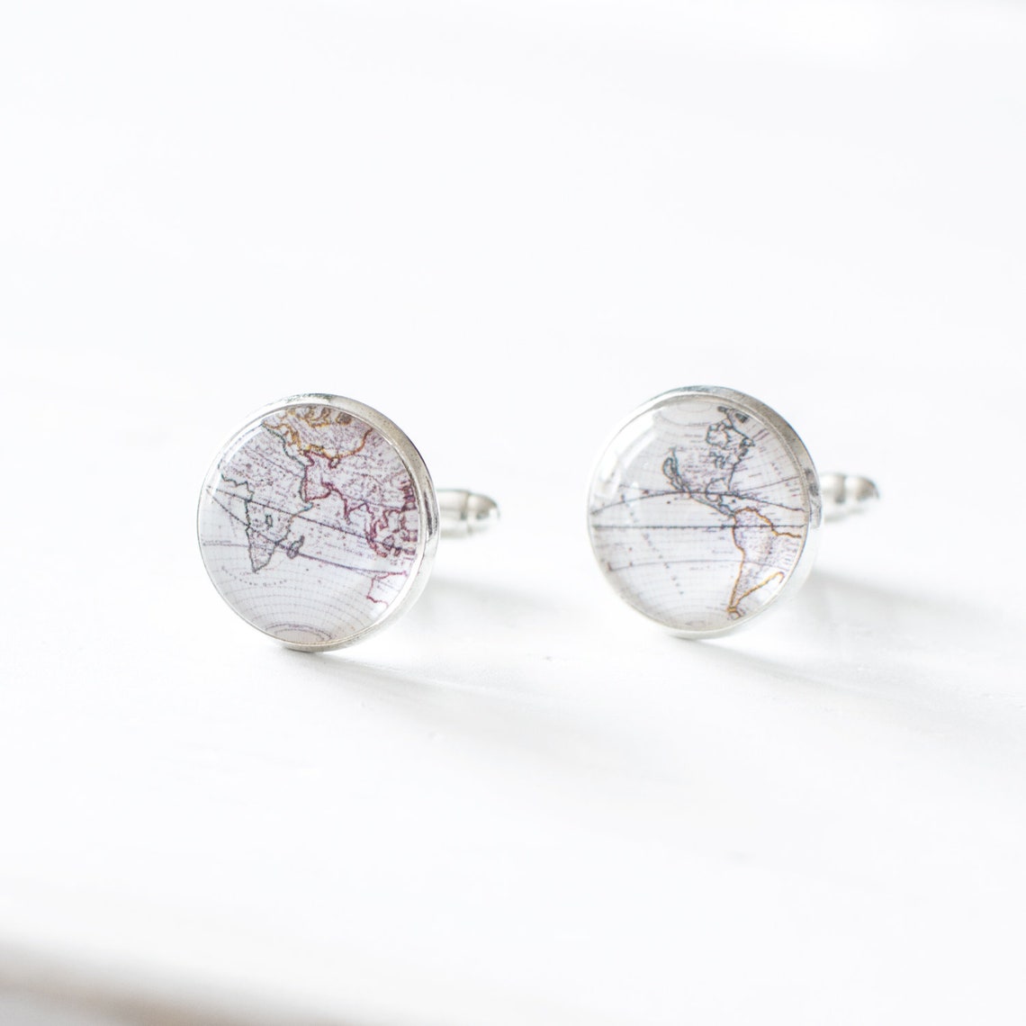 Antique World Map Cufflinks Earth Globe Cufflinks Atlas - Etsy