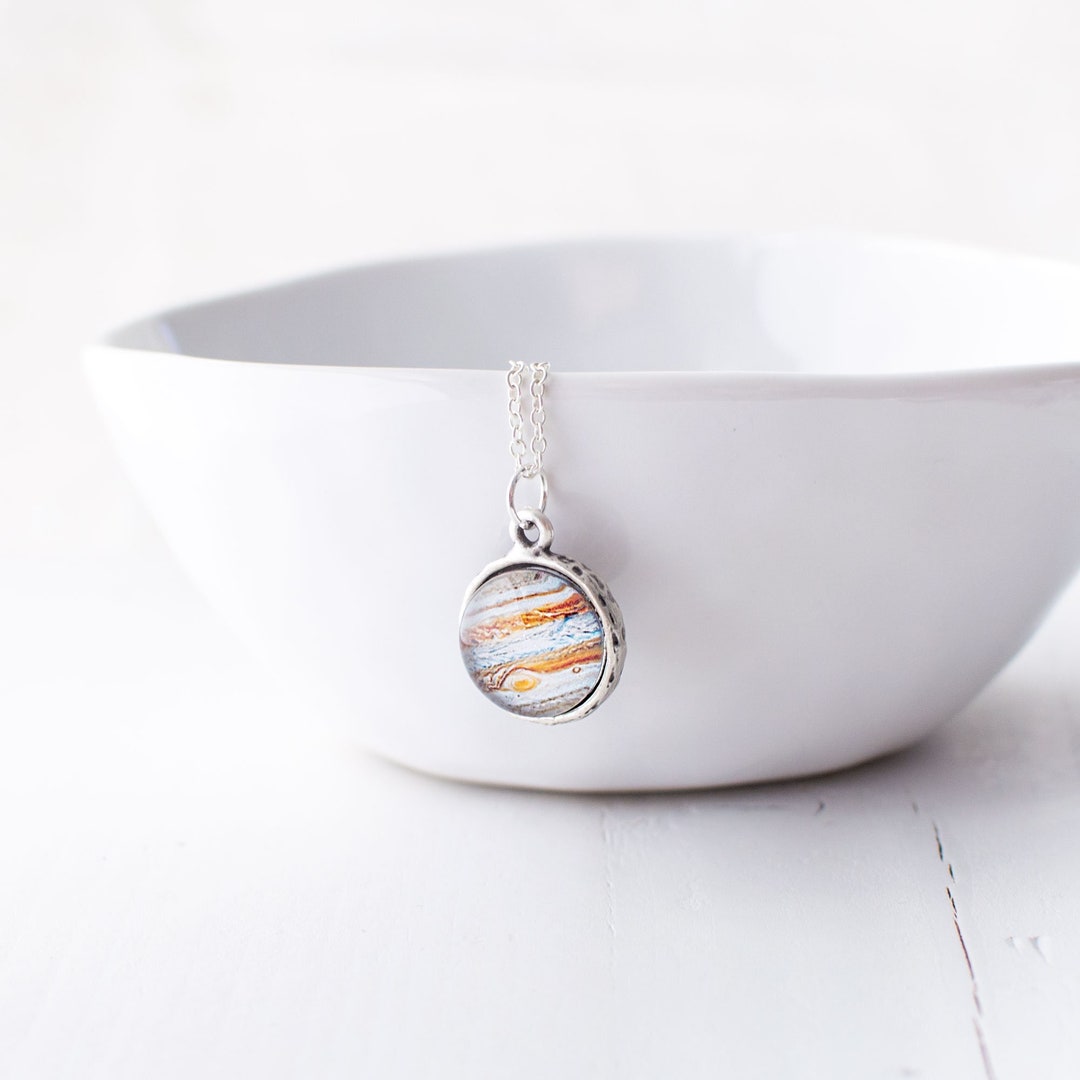 Jupiter Pendant Necklace, Planet Jupiter Necklace, Antique Silver ...