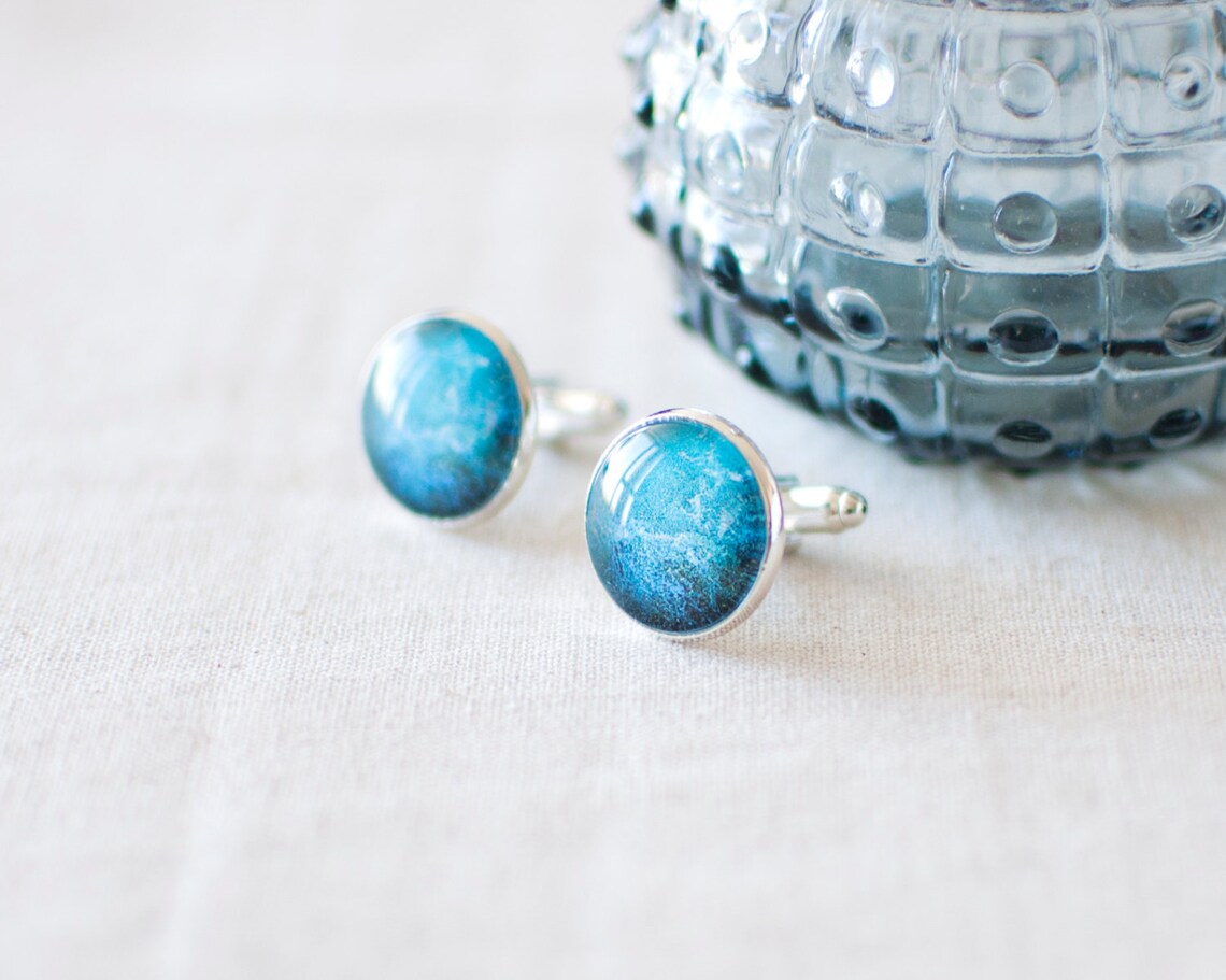 Dark Blue Galaxy Cufflinks, Blue Space Cufflinks, Astronomy Cufflinks ...