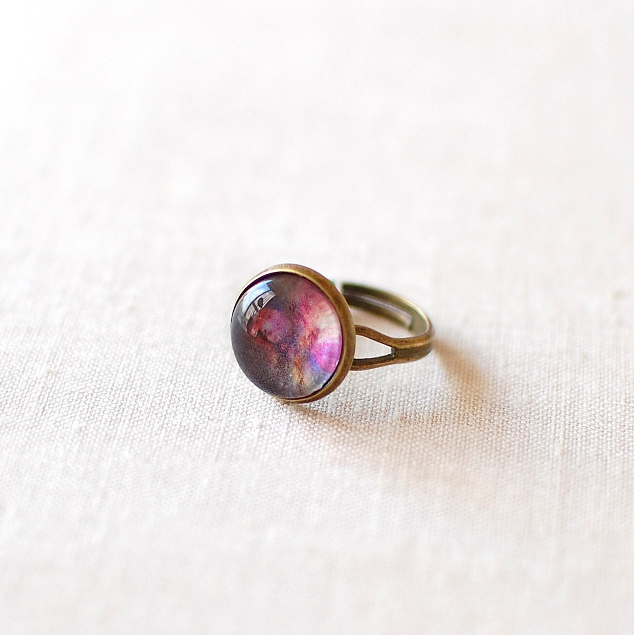 Orion Nebula Ring, Purple Galaxy Ring, Space Adjustable Ring, Glass ...