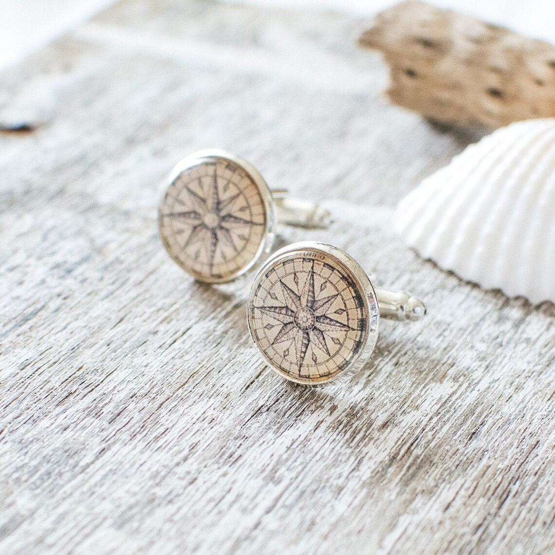 Compass Rose Cufflinks, Sea Inspired Nautical Cufflinks, Graduation ...