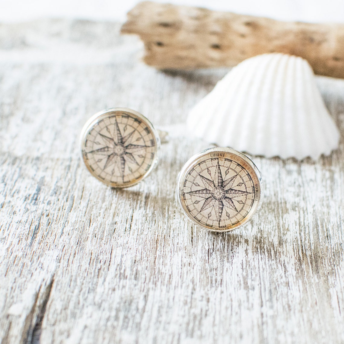 Compass Rose Cufflinks, Sea Inspired Nautical Cufflinks, Graduation ...