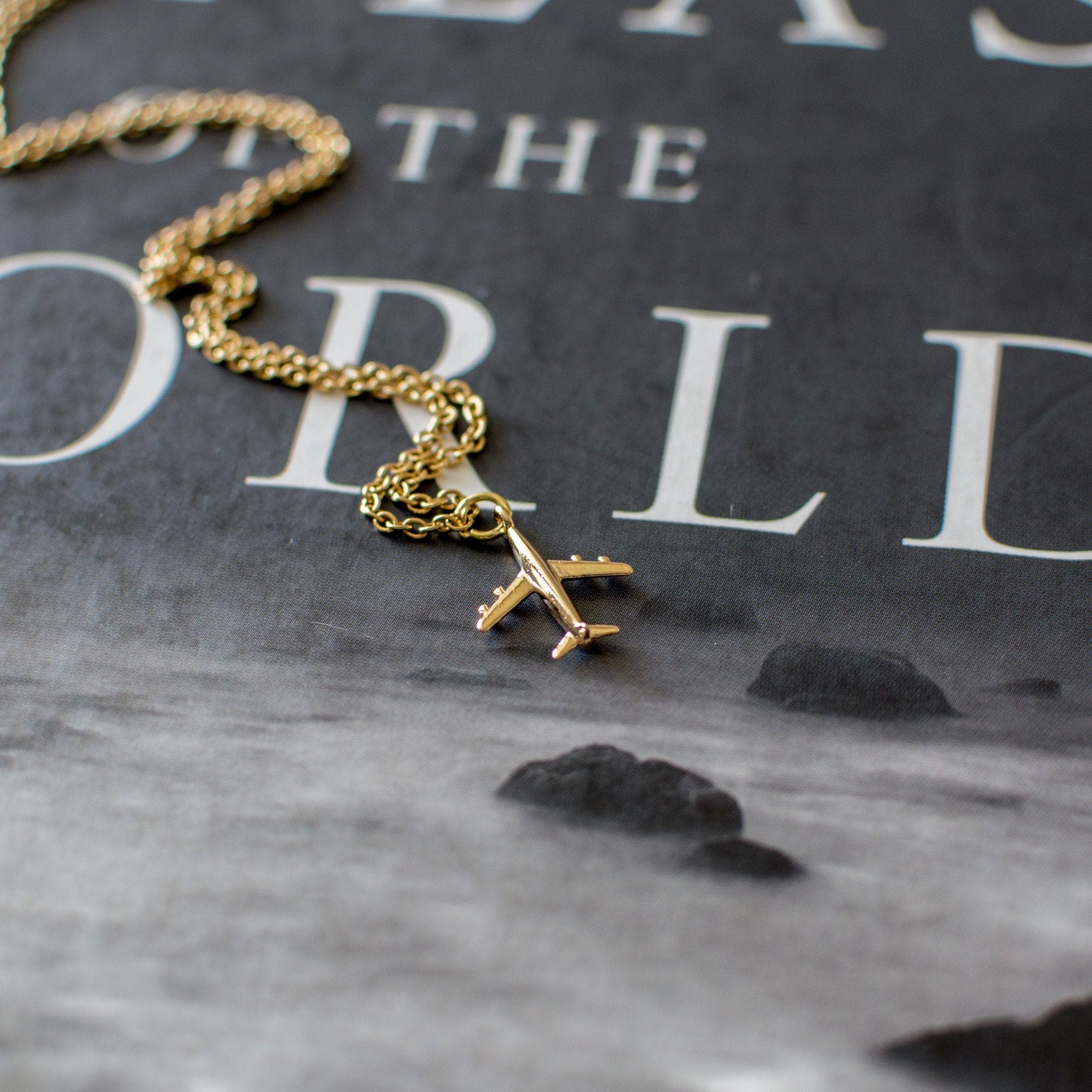 Gold Plane Necklace Airplane Pendant Necklace Aeroplane - Etsy UK