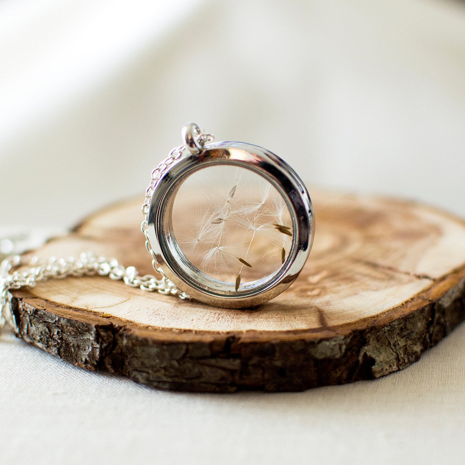 Dandelion Seed Locket Necklace, Real Dandelion Seed Necklace, Silver ...
