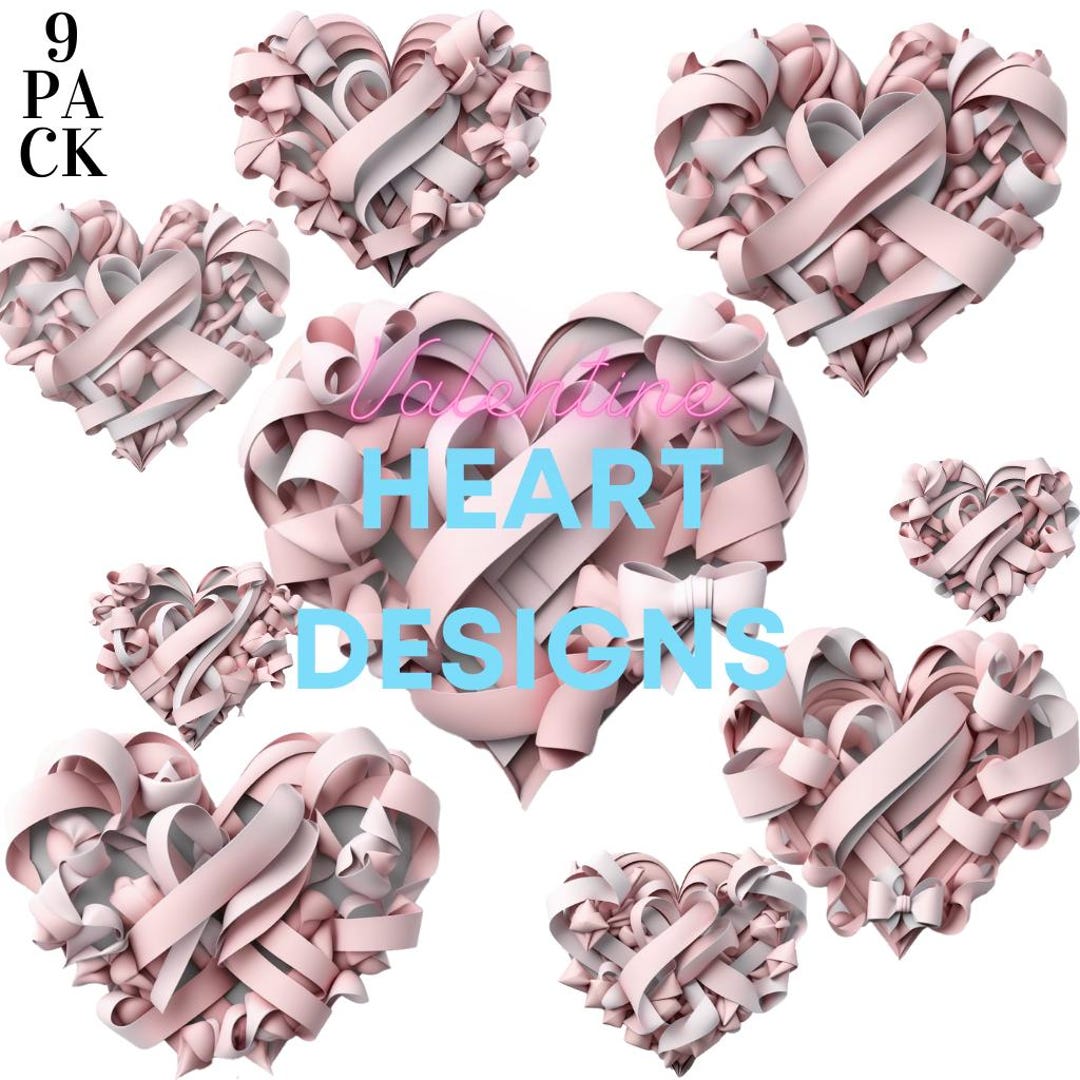 Valentine Heart PNG, Heart Ribbon Design, Heart Pattern, Ribbon Pattern ...