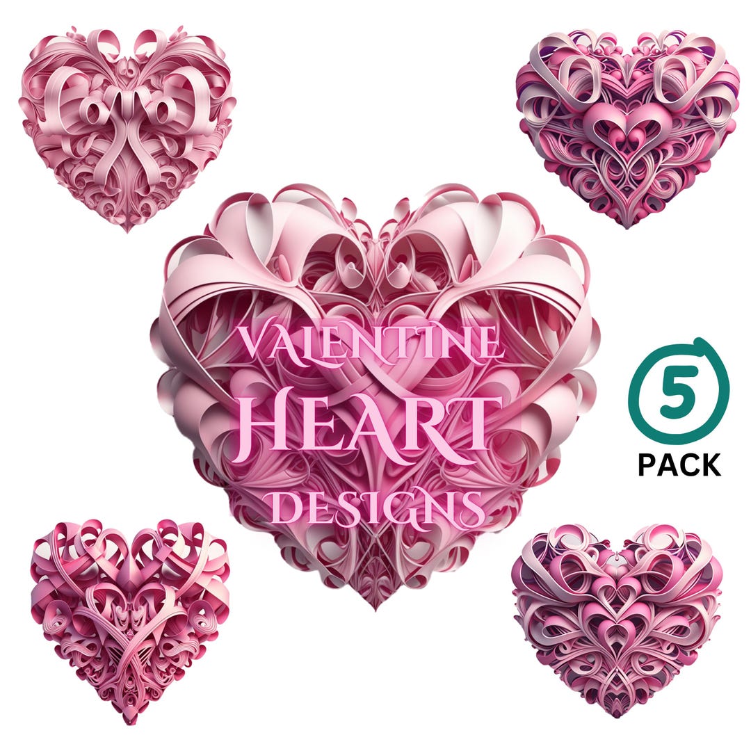 Heart Lace Designs, Valentine Heart PNG, Heart Lace Pattern, Digital ...