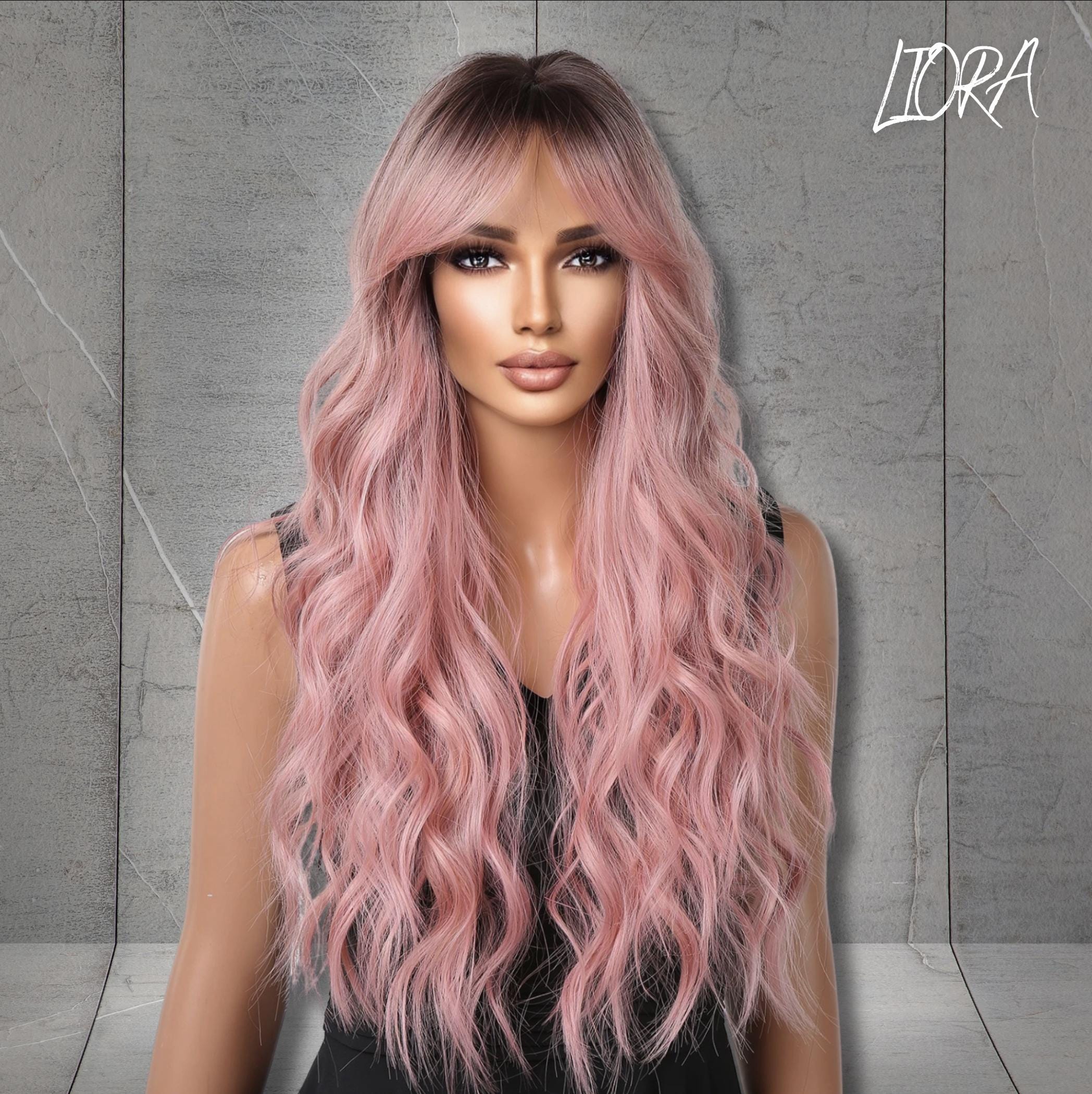 Long Pink Ombre Wig, Long Pink Wig, Curly Pink Wig, Natural Wig, Ombre ...