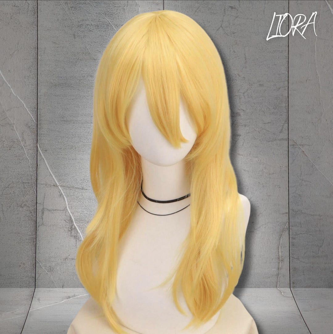 Princess Peach Wig for Anime Cosplay, Yellow Blonde Long Wavy Wig for ...