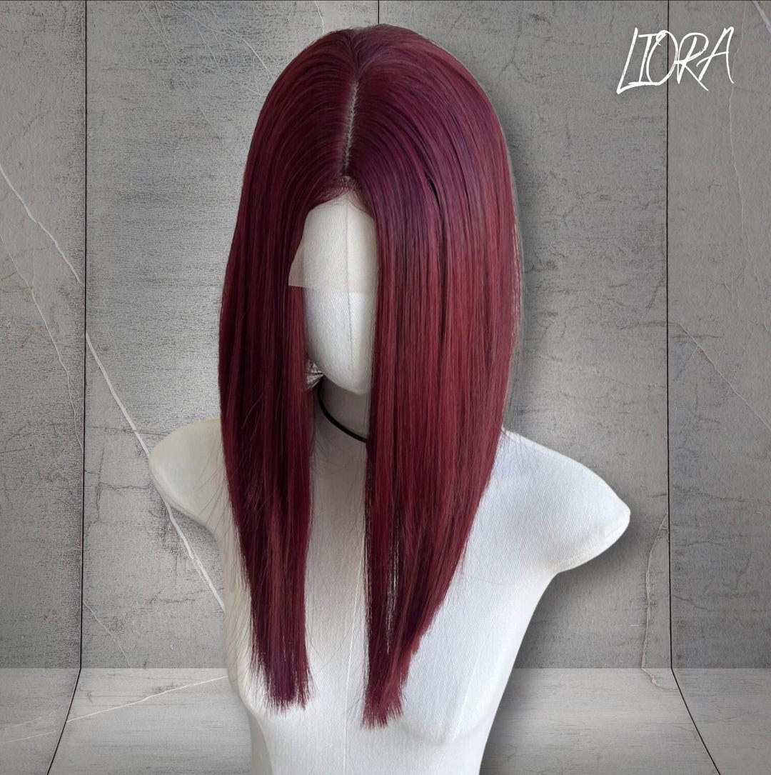 Wine Red Bob Wig, Short Burgundy Straight Hair Wig, Heat-resistant ...