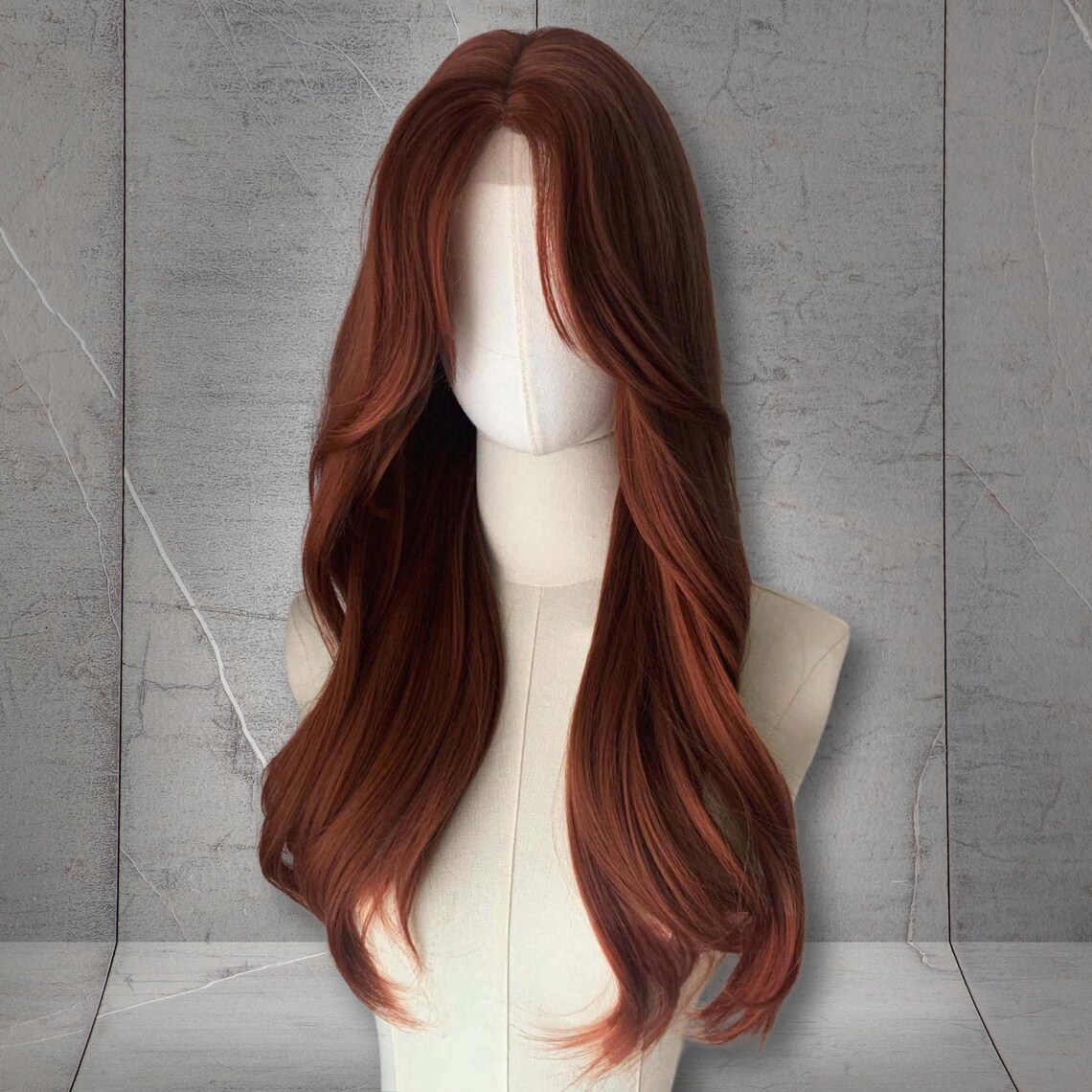 Rust Brown Cosplay Wig, Long Wavy Heat-resistant Copper Red Wig ...