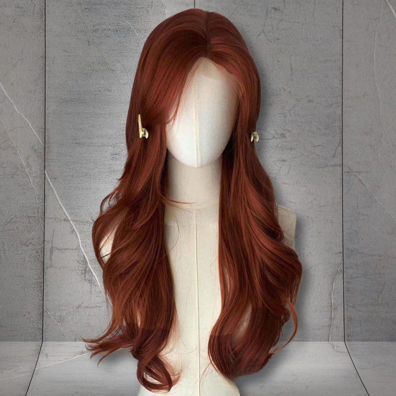 Rust Brown Cosplay Wig, Long Wavy Heat-resistant Copper Red Wig ...