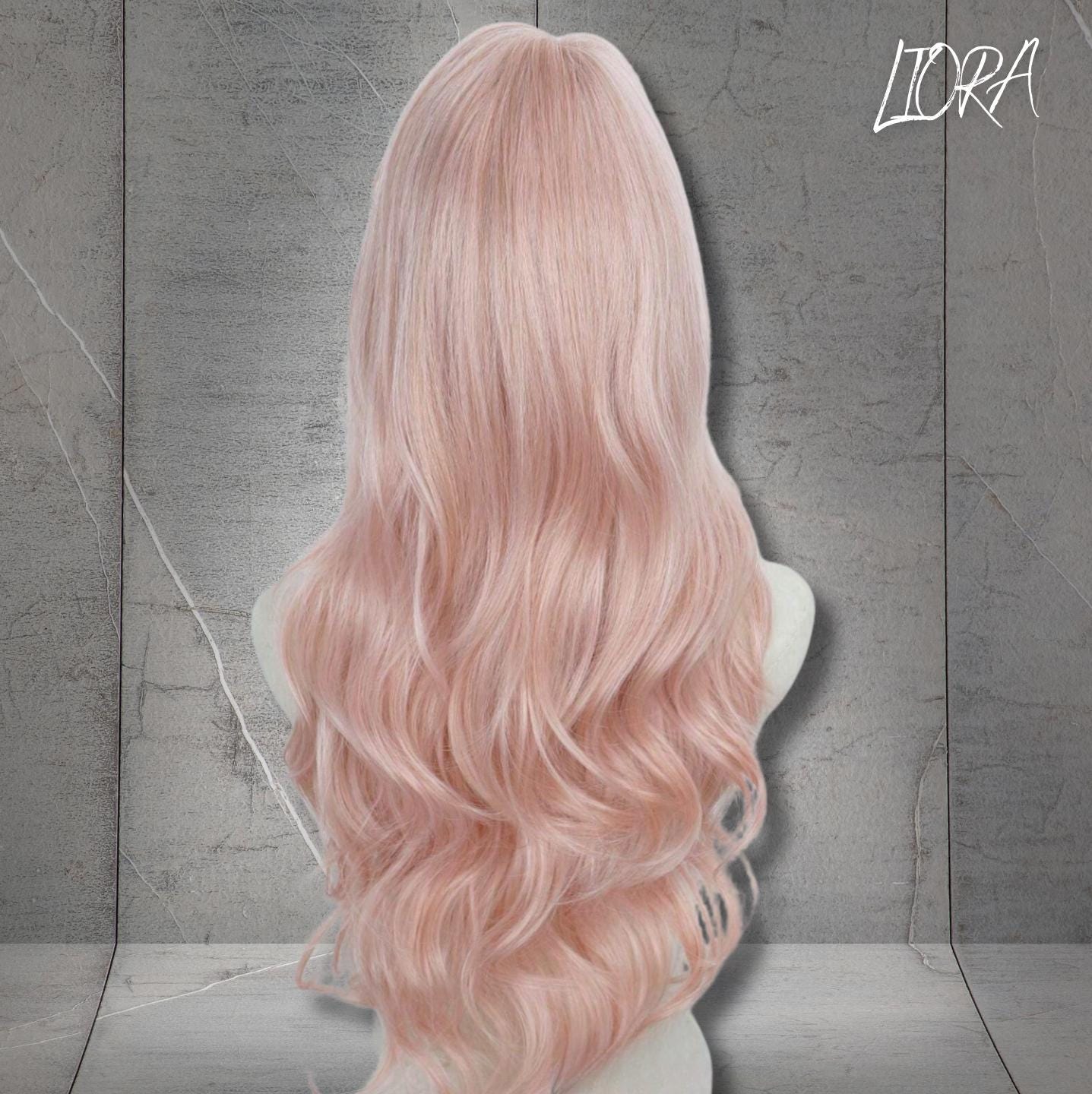 Long Pink Wavy Synthetic Lace Wig, Heat-resistant Natural Look, Pink ...
