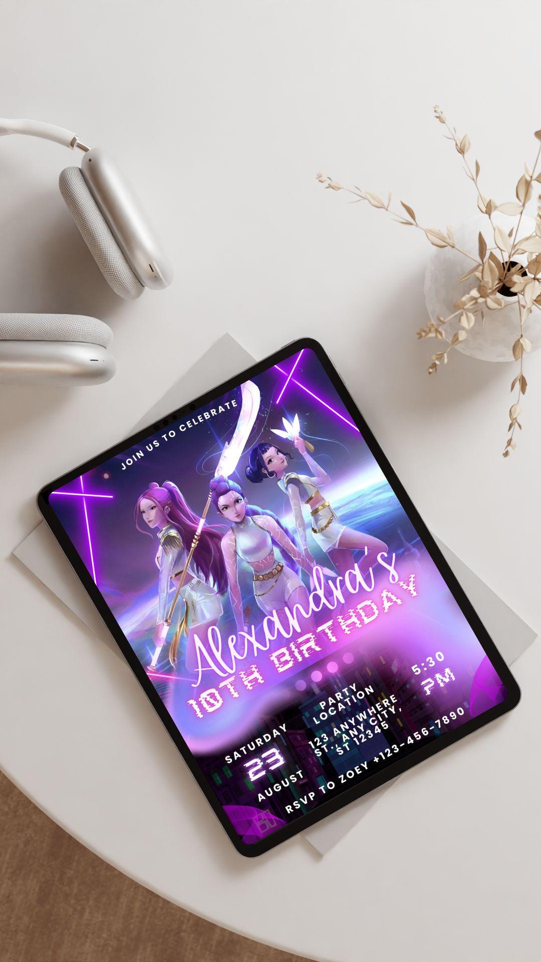 Anime Birthday Invitation Template, Customizable Canva Invitation ...