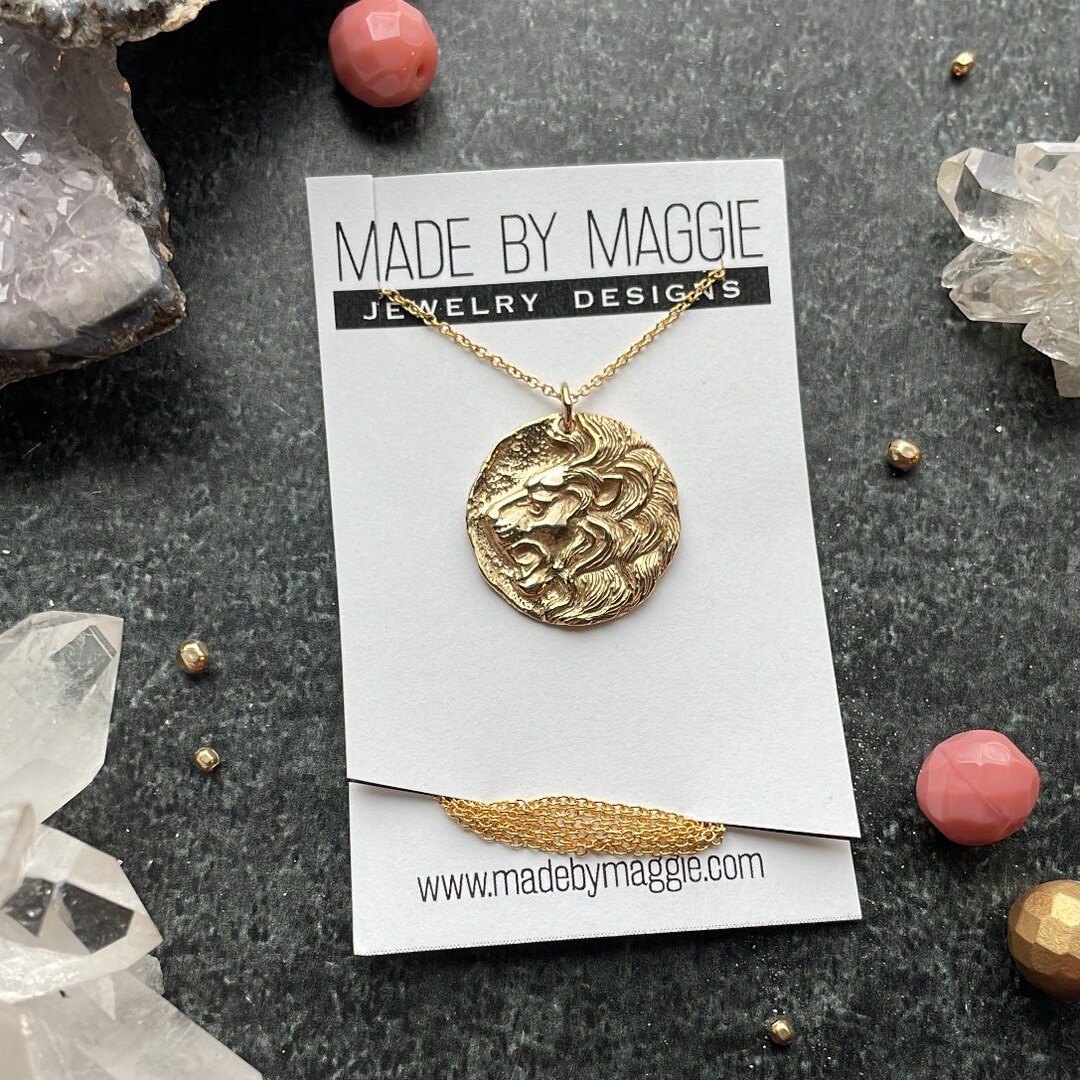 Lion Pendant Necklace in Gold - Adpi - LEO Zodiac Necklace - Etsy