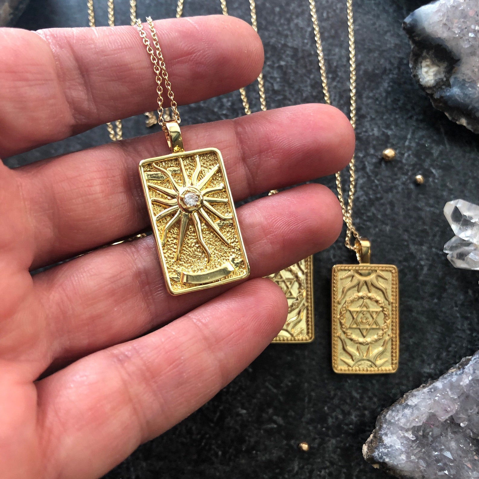 Tarot Card Pendant Necklaces 14k Gold Fiiled Charm Necklace the Star ...