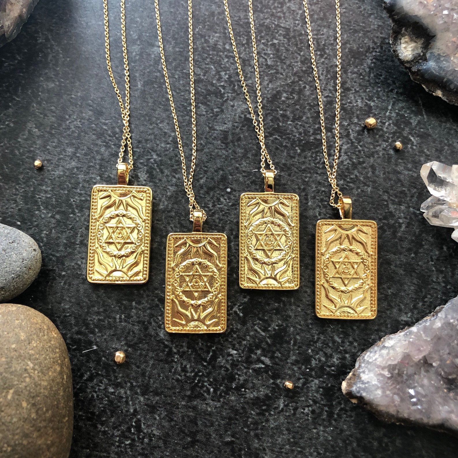 Tarot Card Pendant Necklaces 14k Gold Fiiled Charm Necklace the Star ...