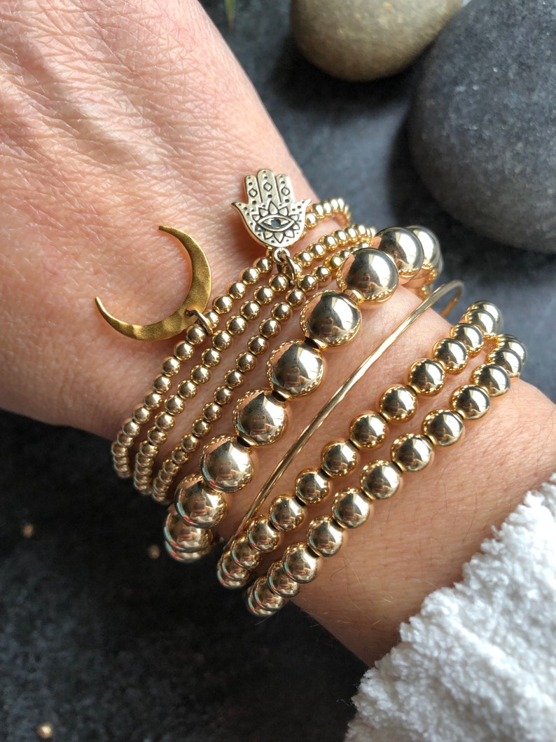 14k Gold Filled Stretch Bracelet Made With 8 Mm Seamless - Etsy