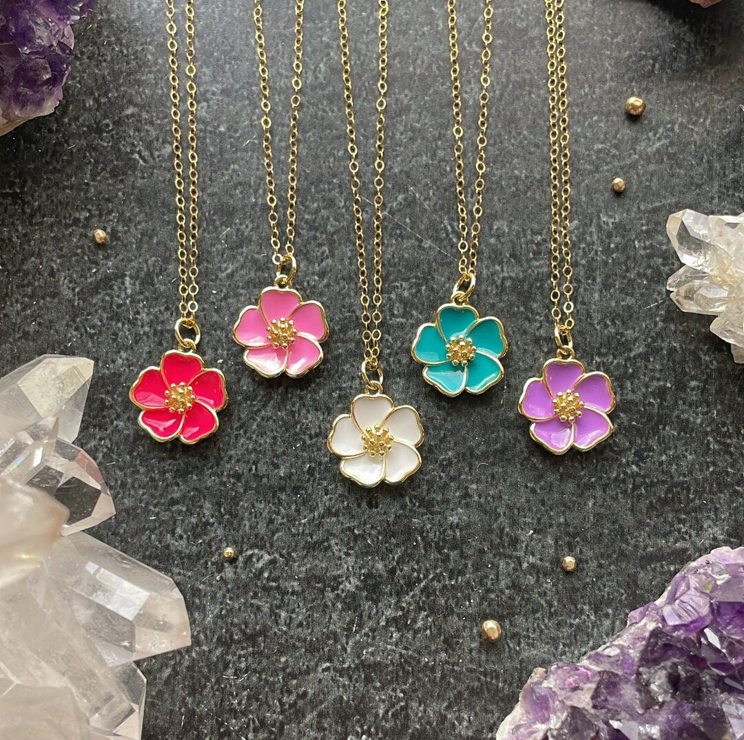 Hibiscus Flower Charm Necklace - Etsy