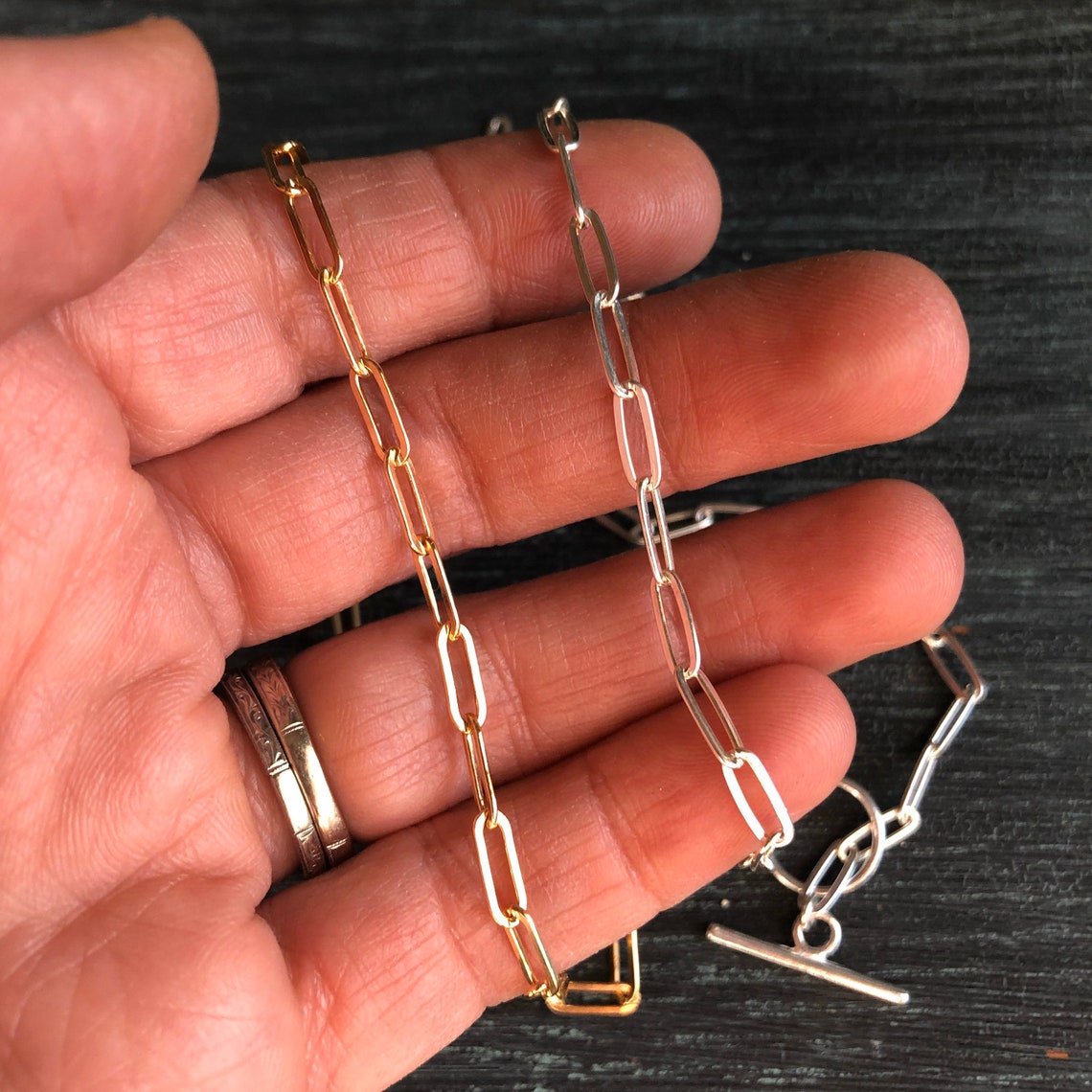 Paper Clip Necklace Toggle Clasp Paperclip Chain Medium - Etsy