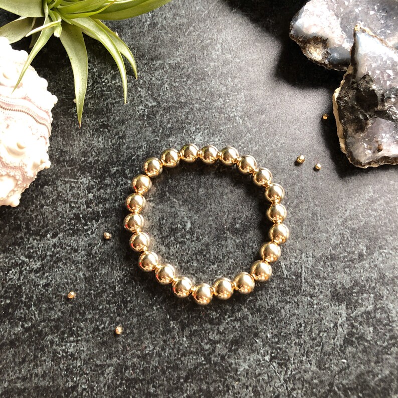 14k Gold Filled Stretch Bracelet Made With 8 Mm Seamless - Etsy