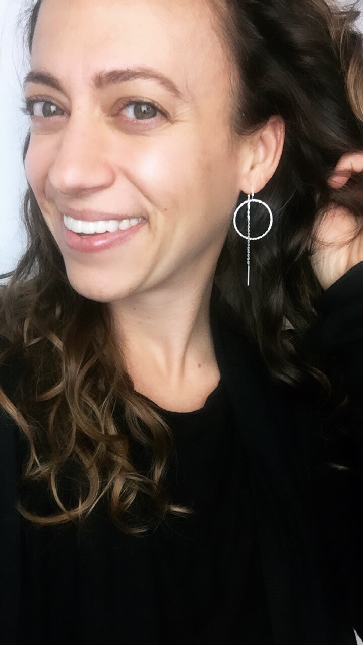 Hammered Circle Ear Threaders - Swing Hoops - Adjustable Lengths- Made ...