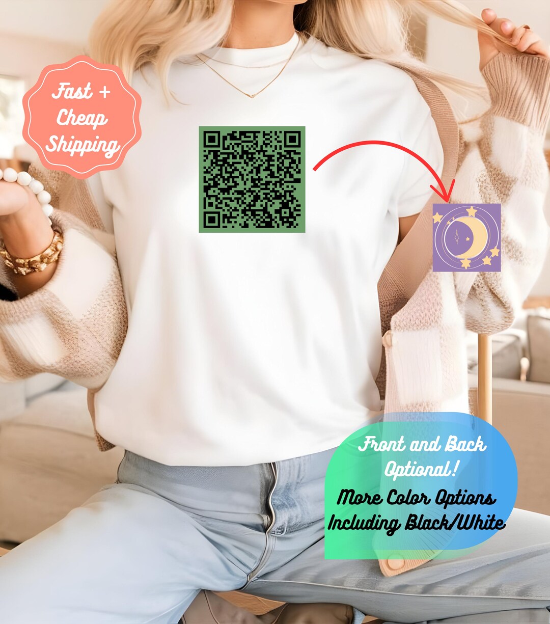Customizable QR Code Unisex T-shirt | Personalized Shirt | Custom QR ...