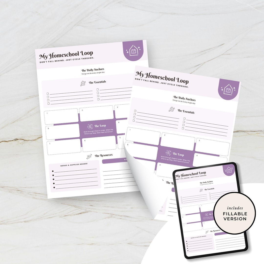 Homeschool Loop Schedule Canva Template Printable Daily Planner ...