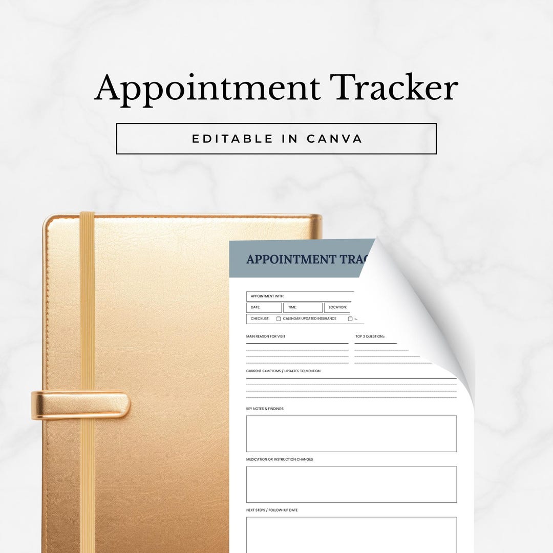 Medical Appointment Tracker Canva Template Printable Doctor Visit ...