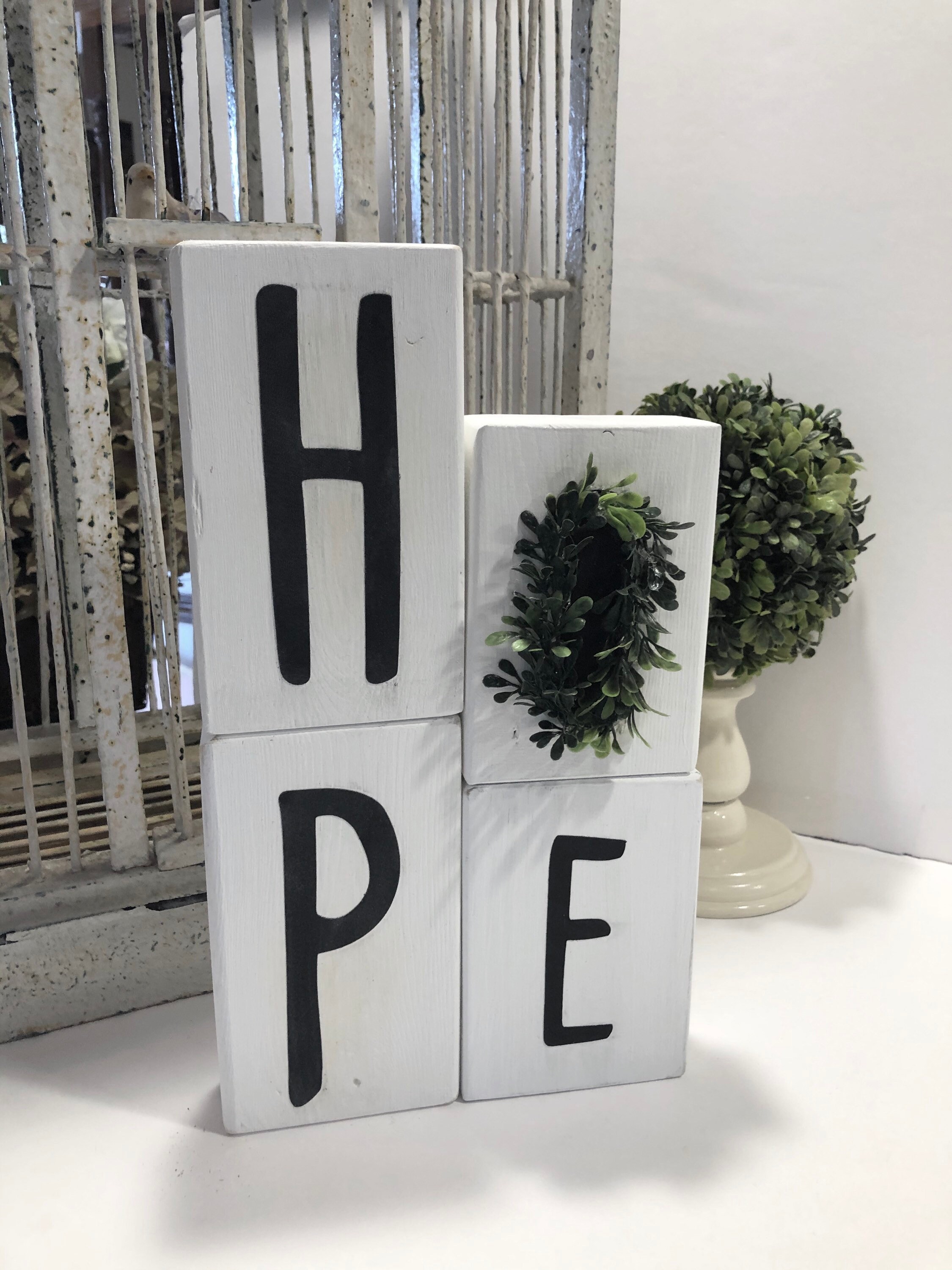 HOPE Wooden Block Set Painted Wooden Blocks Decor Home and - Etsy