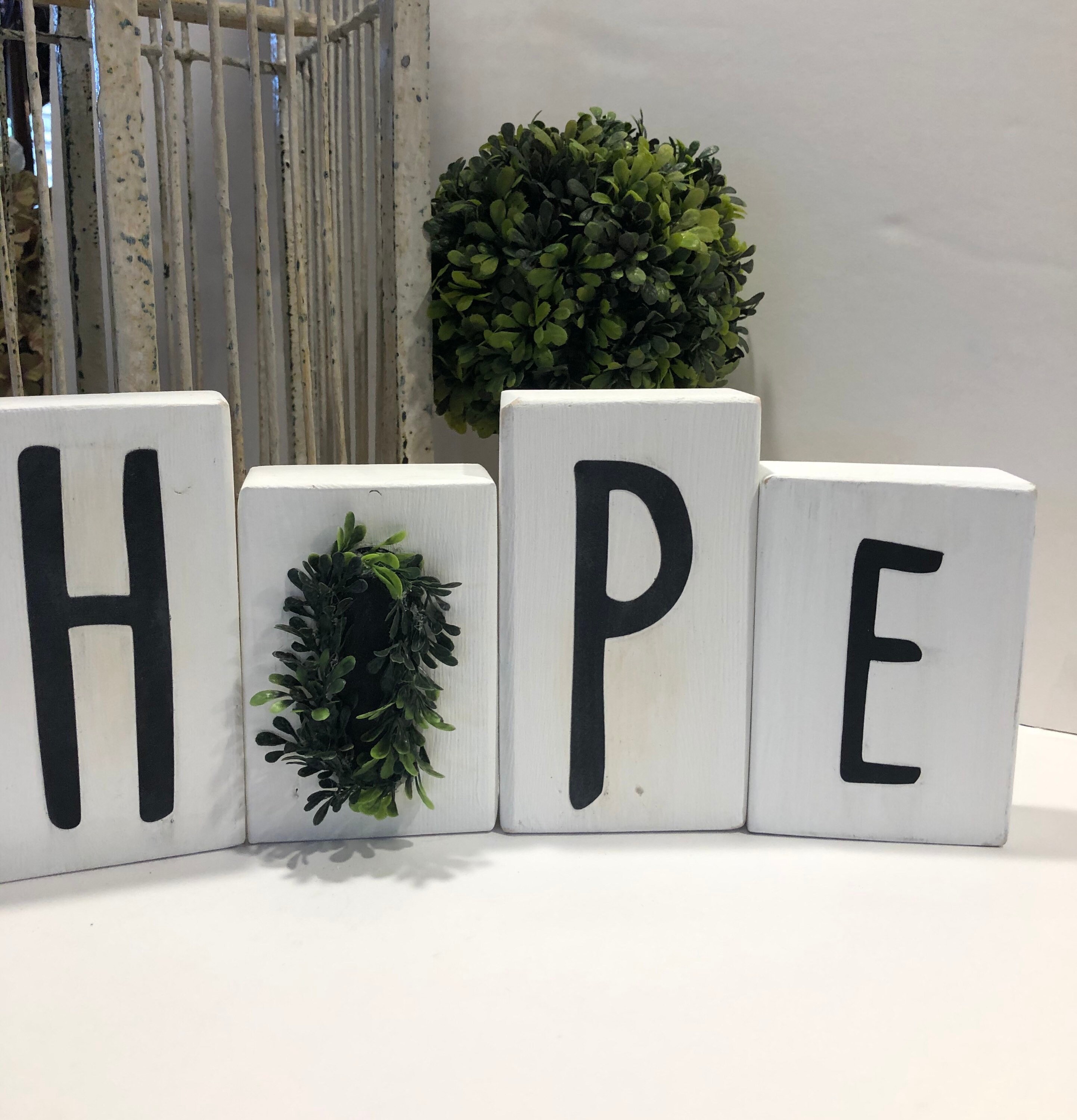 HOPE Wooden Block Set Painted Wooden Blocks Decor Home and - Etsy