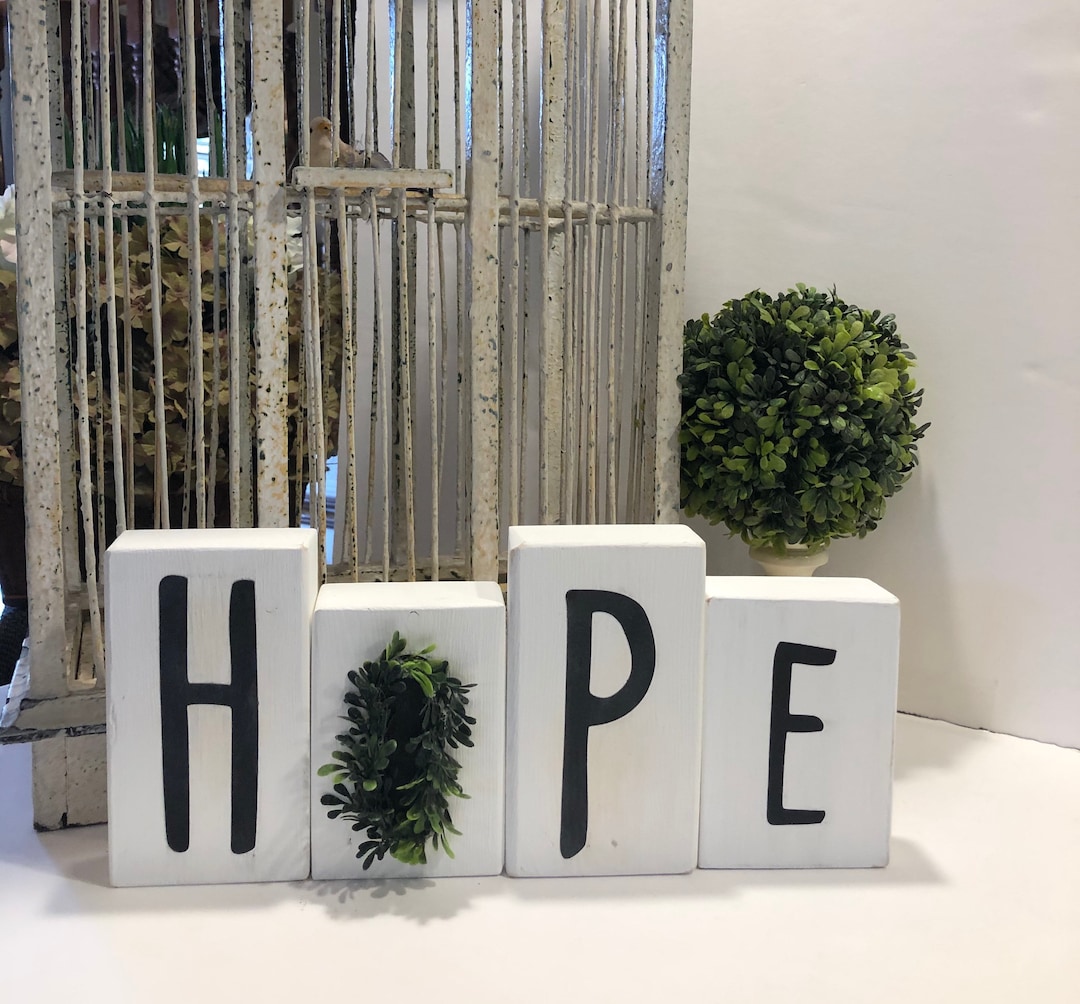 HOPE Wooden Block Set, Painted Wooden Blocks Decor, Home and Living ...