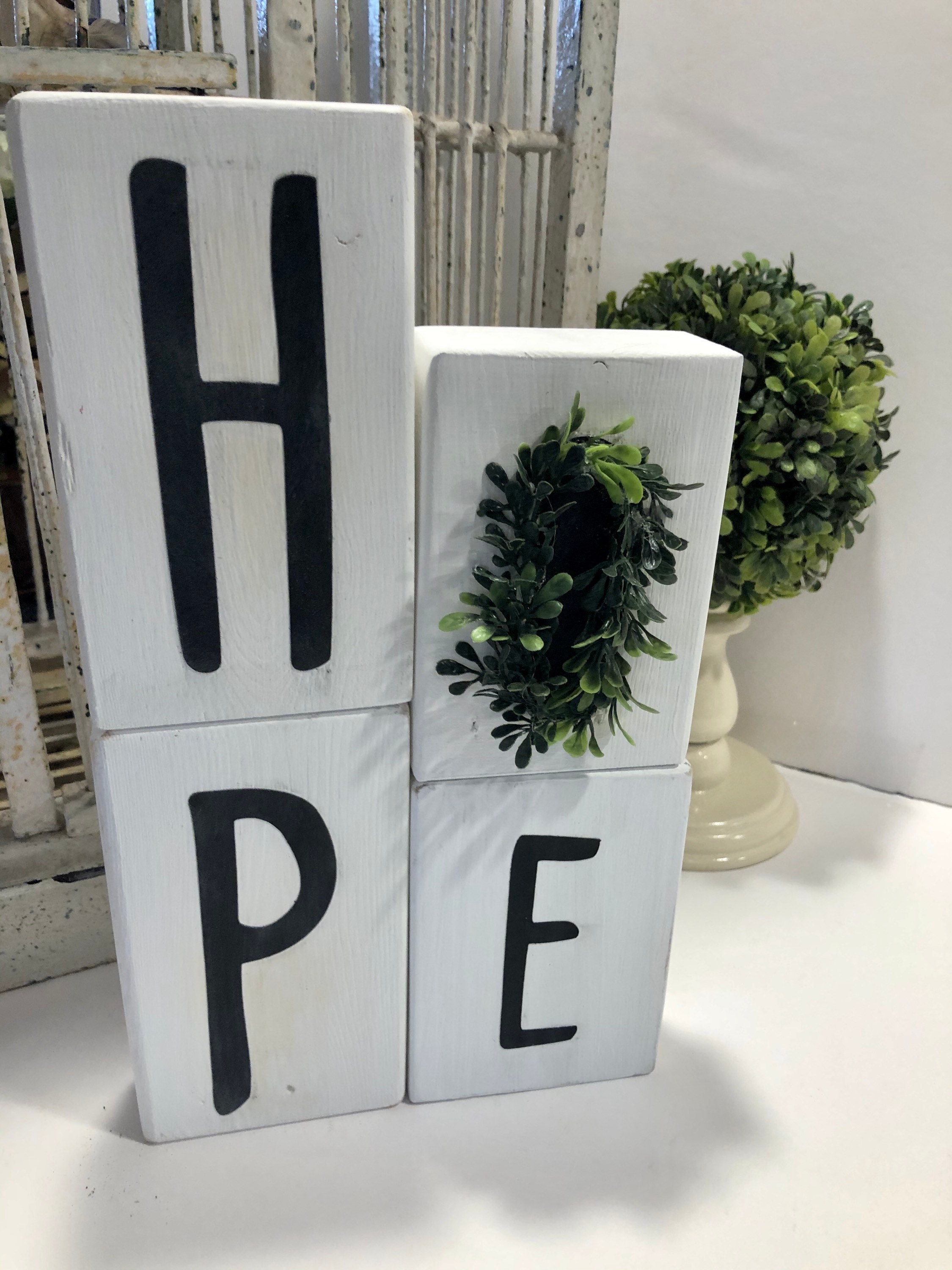 HOPE Wooden Block Set Painted Wooden Blocks Decor Home and - Etsy