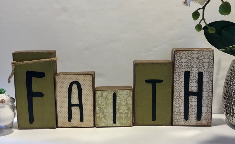 Faith Decorative Wooden Block Set, Handmade Home and Living Decor - Etsy