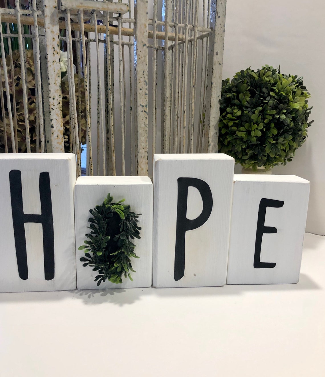 HOPE Wooden Block Set Painted Wooden Blocks Decor Home and | Etsy