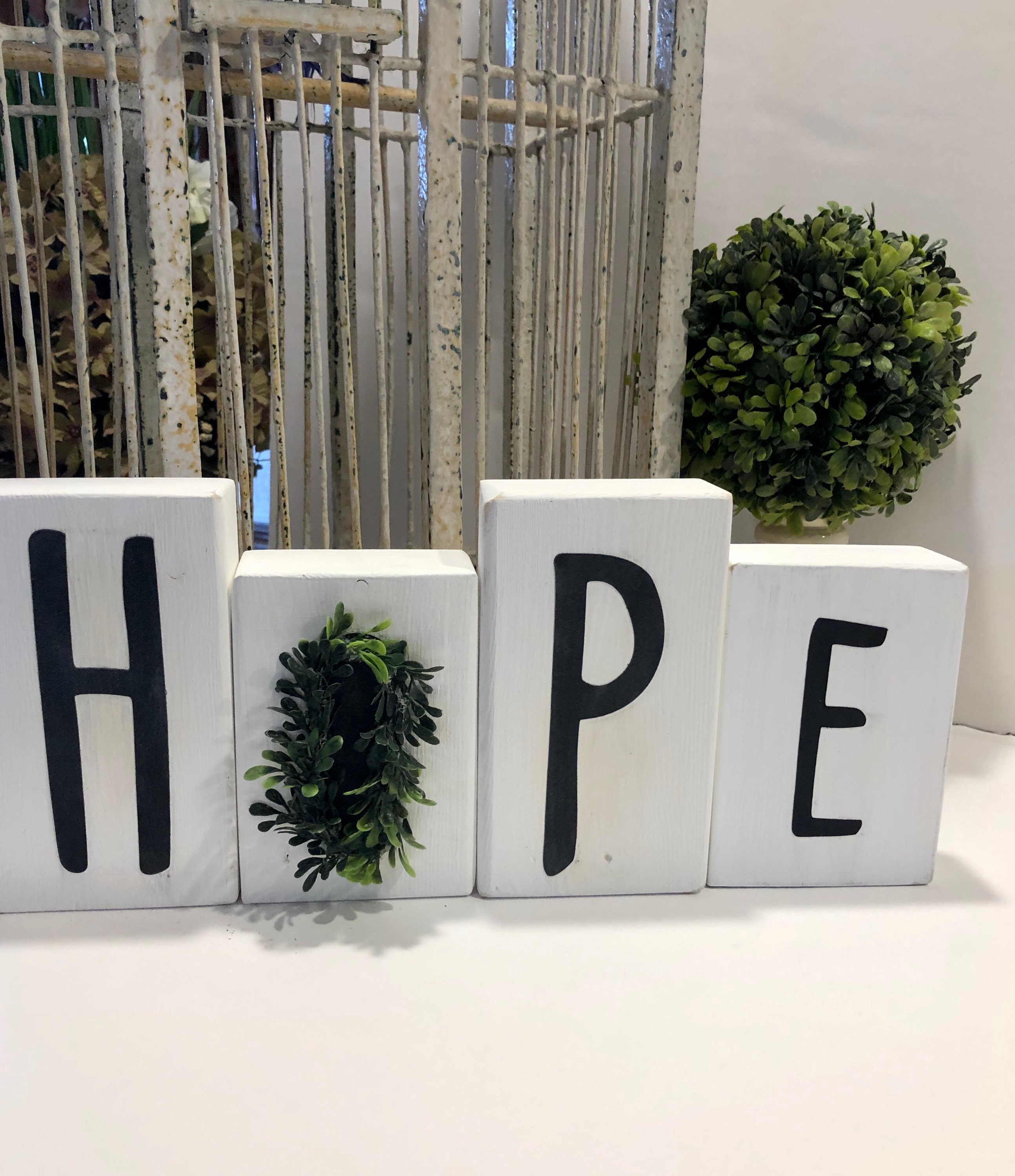 HOPE Wooden Block Set Painted Wooden Blocks Decor Home and - Etsy