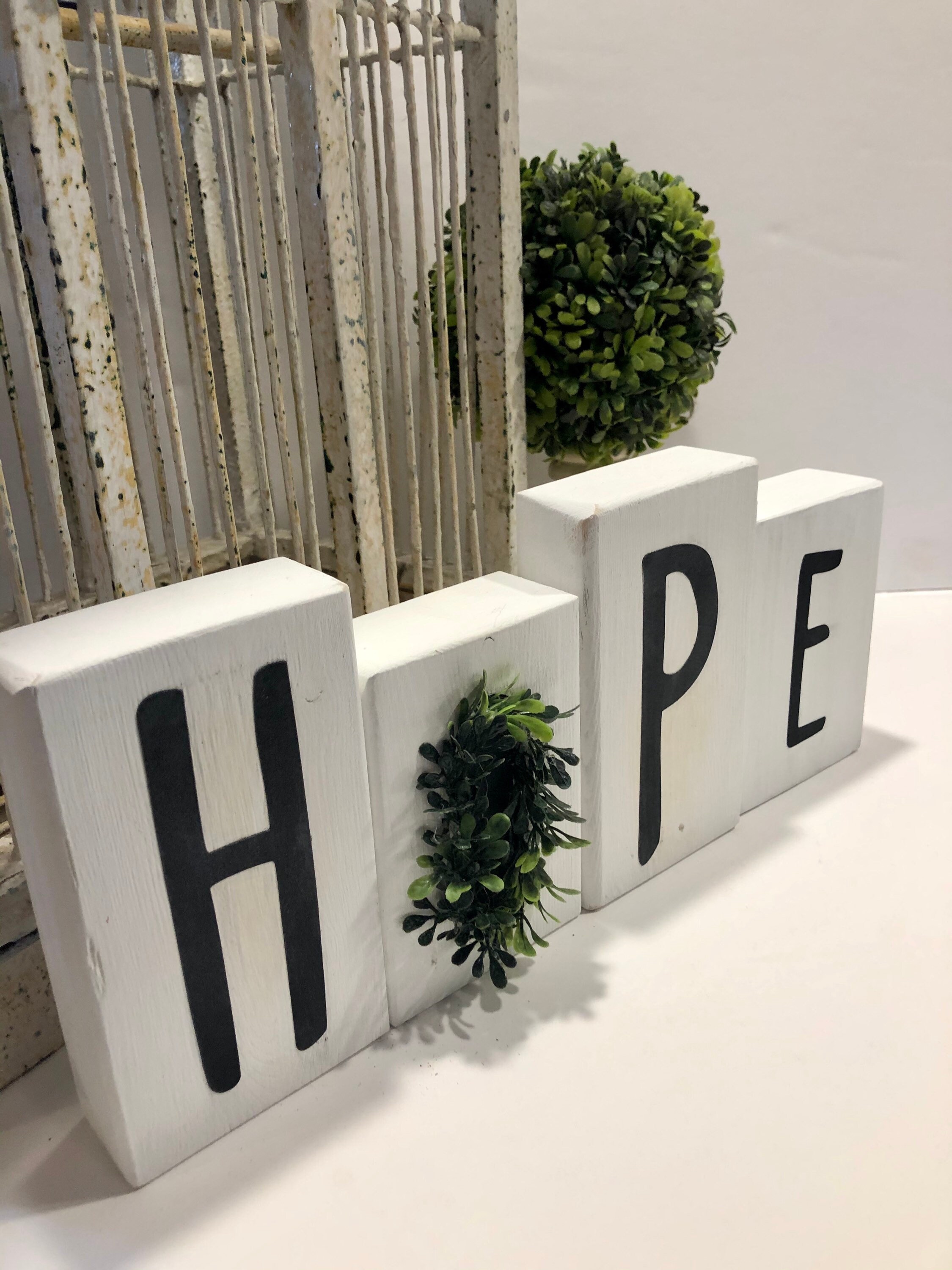 HOPE Wooden Block Set Painted Wooden Blocks Decor Home and - Etsy