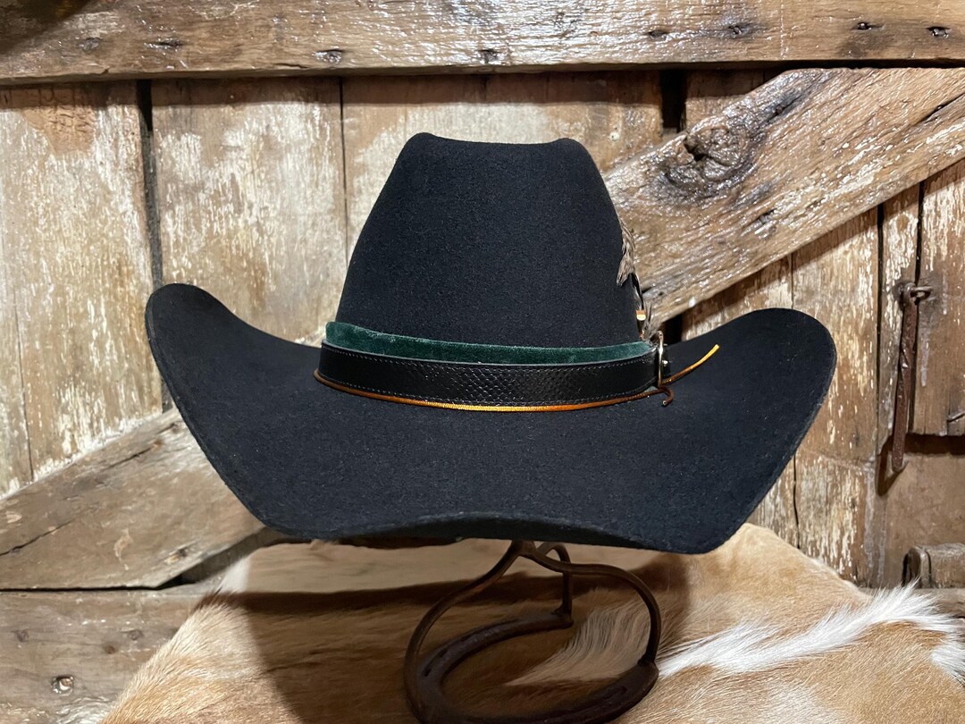 Storm,, Xx Wool Resistol Black Cowboy Hat, 7 1/4 Size, Features Emerald ...
