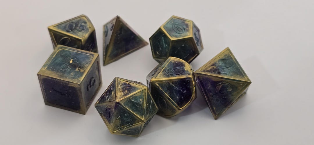 Earth Genasi Dice Set: TTRPG, Gold Veins - Etsy