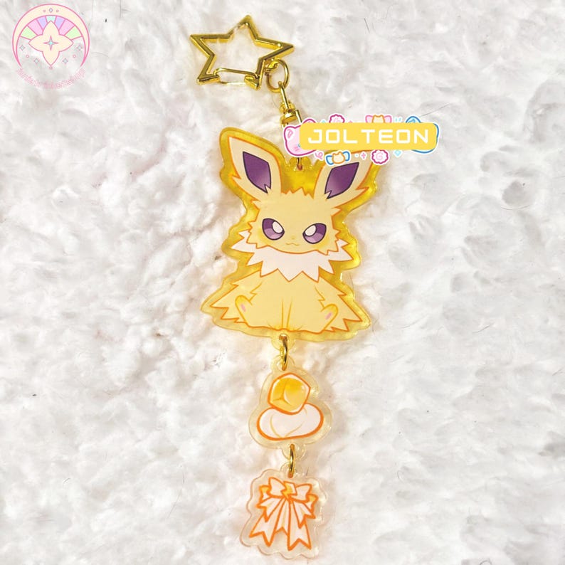 Pokemon Pudding Dessert Sugar Cute Bow Keychains Eeveelutions Eevee
