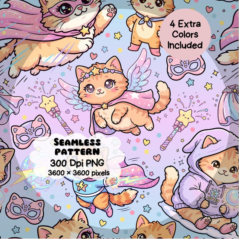 Cartoon Kawaii Cat Fabric - Etsy