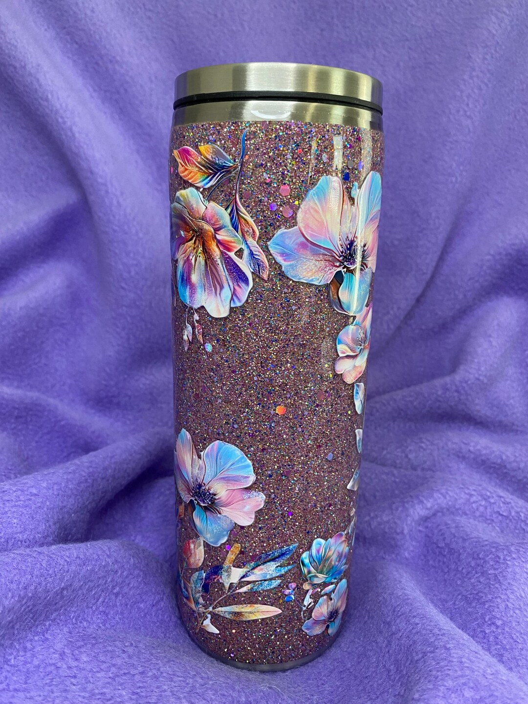 Pastel Flowers is a Ready to Ship 20oz Skinny Slurp Stainless Steel ...