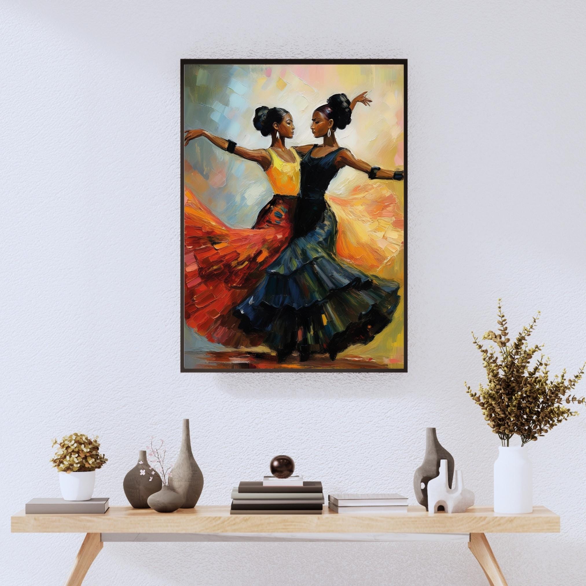 Colorful Flamenco Dancers Wall Art, Spanish Dance Digital Painting ...