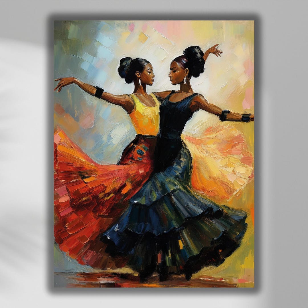 Colorful Flamenco Dancers Wall Art, Spanish Dance Digital Painting ...