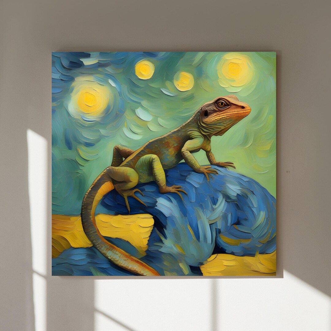 Lizard Square Printable, Instant Digital Download, Animal Painting ...