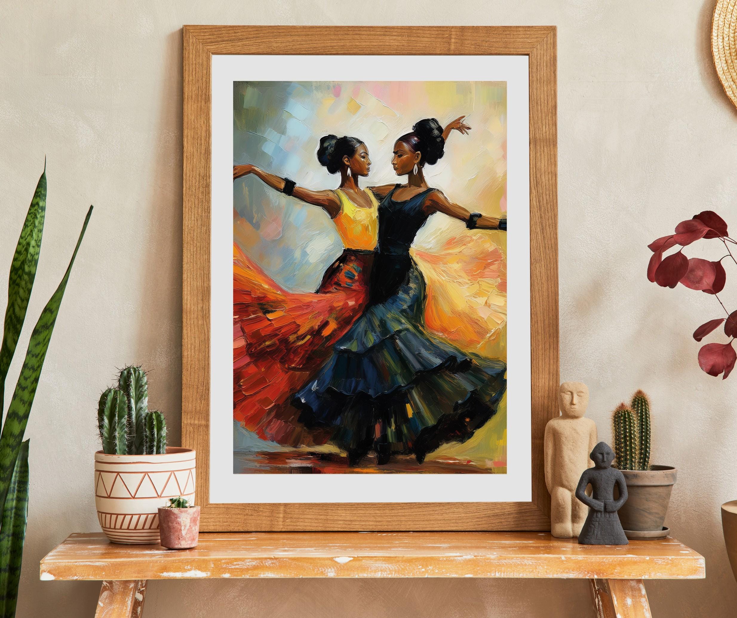 Colorful Flamenco Dancers Wall Art, Spanish Dance Digital Painting ...