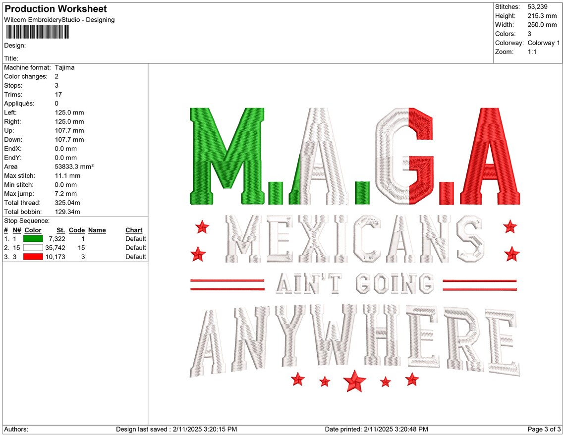 Mexicans Aint Going Anywhere Embroidery File, MAGA Embroidery Design ...